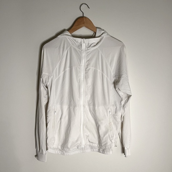Athleta | Tops | Athleta White Zip Up Windbreaker Hooded Jacket | Poshmark